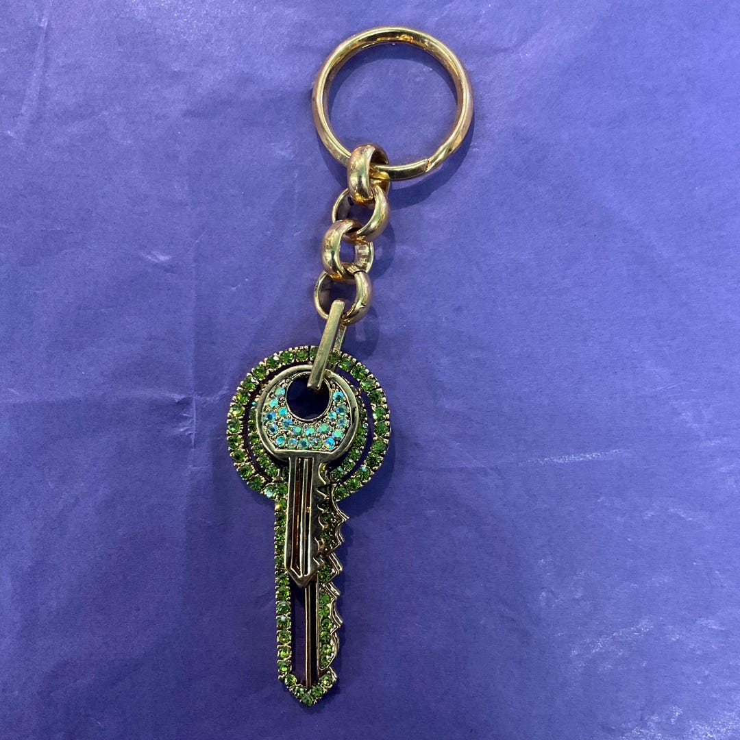Vintage Butler and Wilson Crystal Keys Keychain, Green and Aurora ...