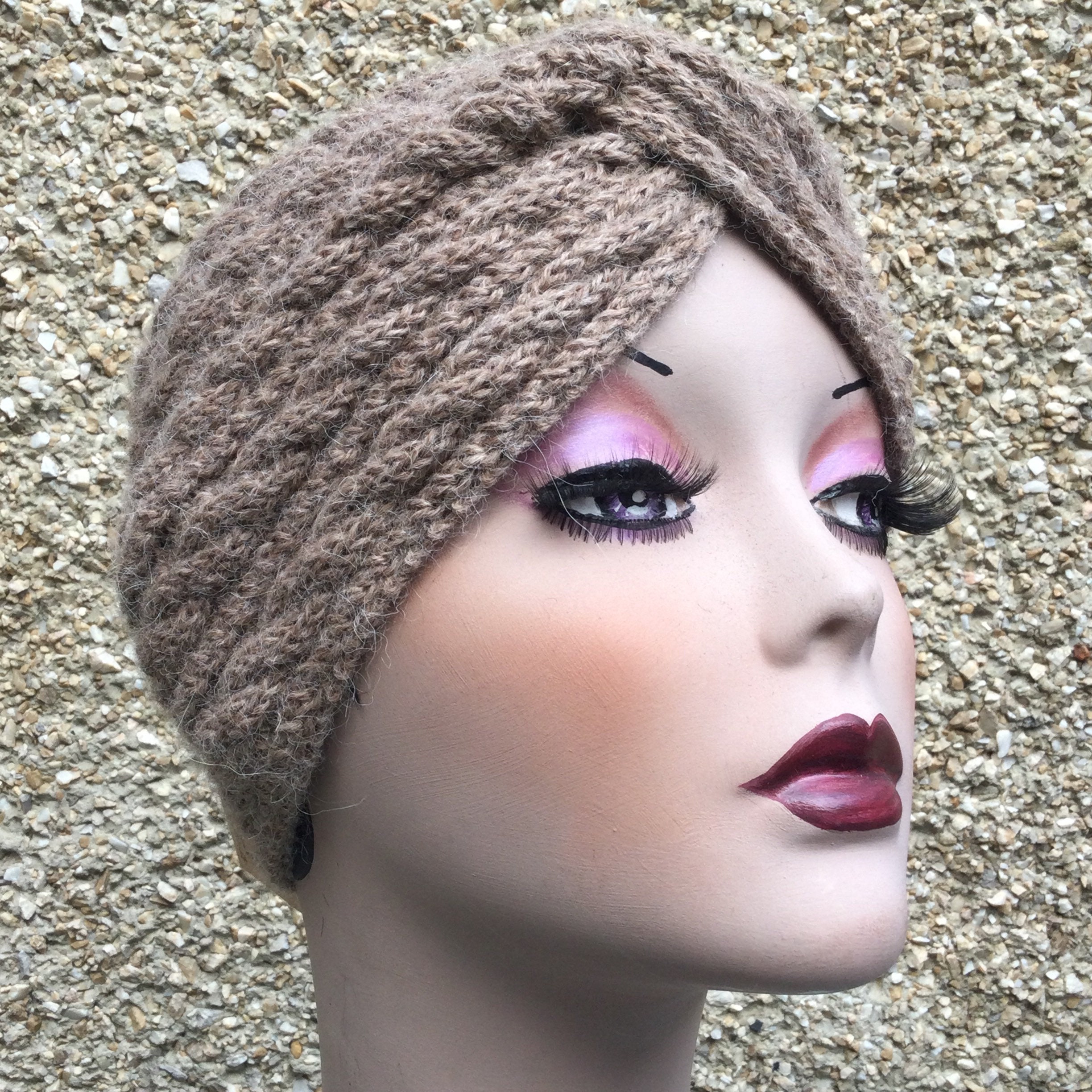 Garbo Pure Alpaca Hand Knit Cabled Hair band neutral colours - Etsy 日本