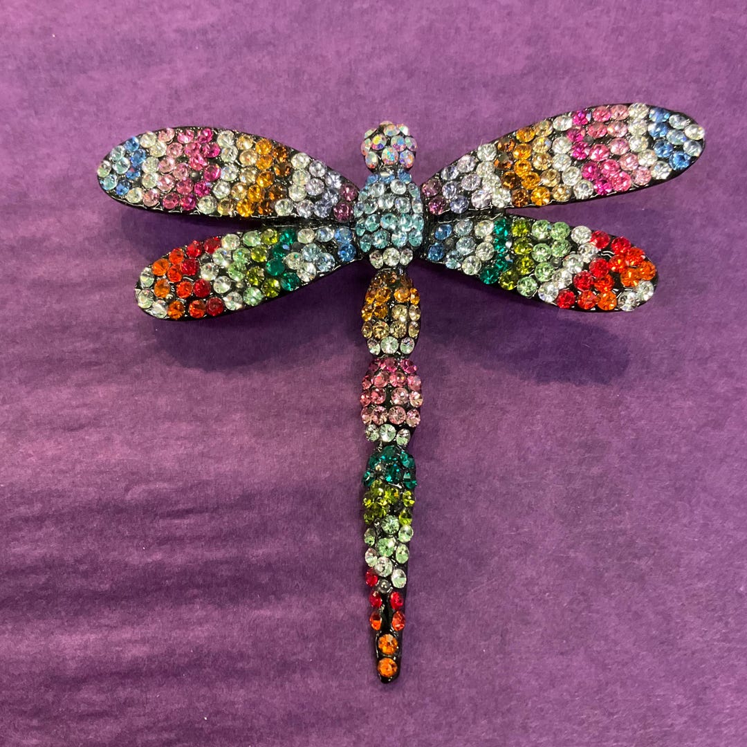 Vintage Butler and Wilson Large Rainbow Crystal Dragonfly Brooch ...