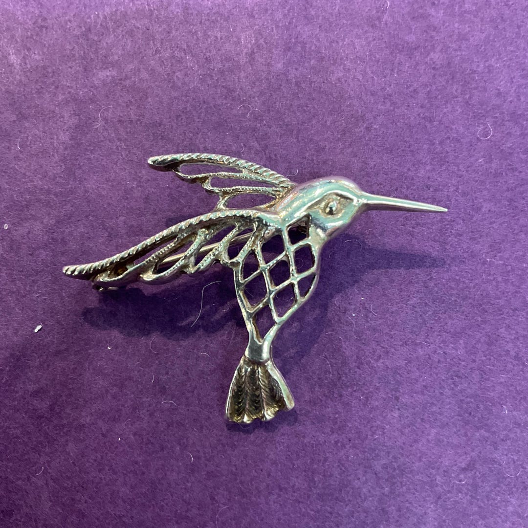 Vintage Silver Filigree Hummingbird Brooch, Gift Boxed, Bird Lover Gift ...