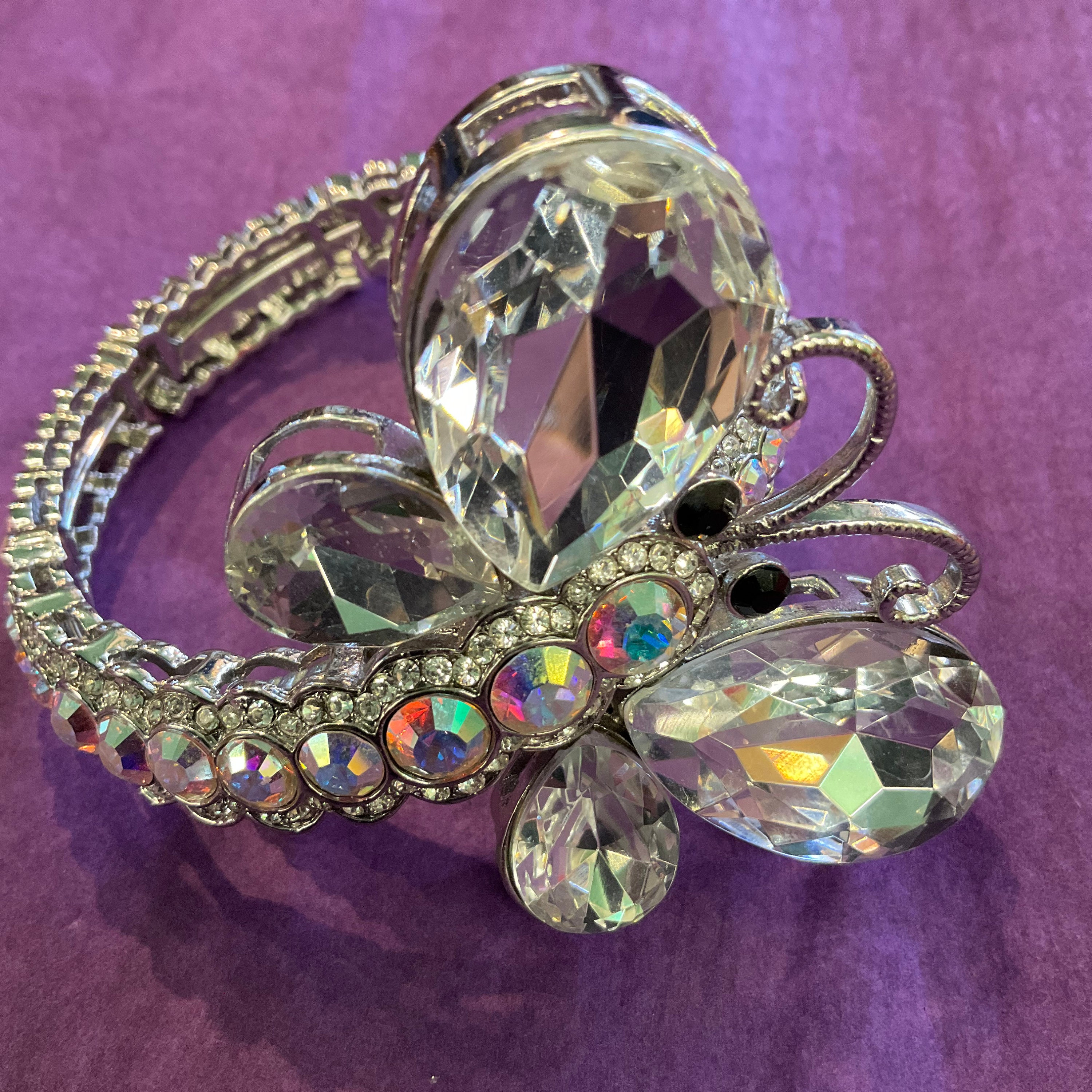 Vintage Butler & Wilson Oversized Silver Borealis Rhinestone and ...