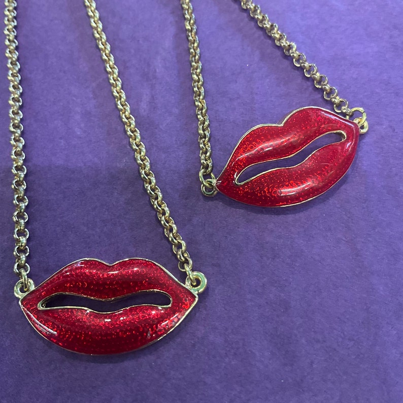 Vintage Butler and Wilson Red Lips Enamel Crystal Necklace Bracelet Set ...