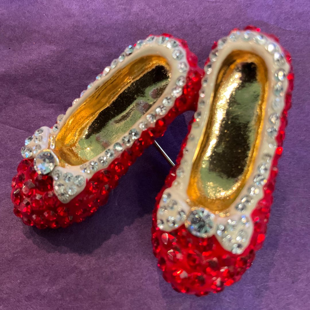 Vintage Butler and Wilson Large Crystal Dorothy Ruby Slippers Brooch ...