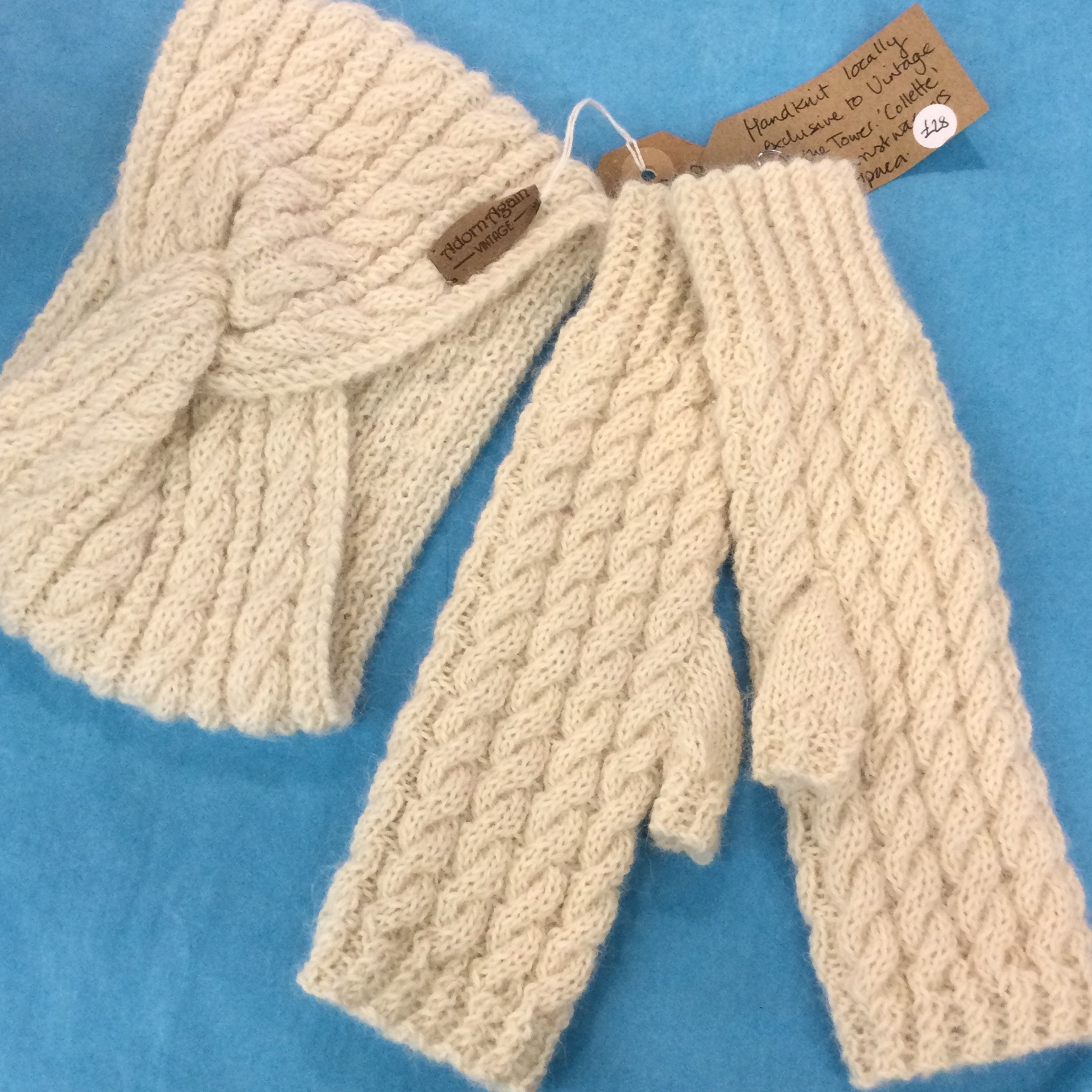 Garbo Pure Alpaca Hand Knit Cabled Hair band neutral colours - Etsy 日本