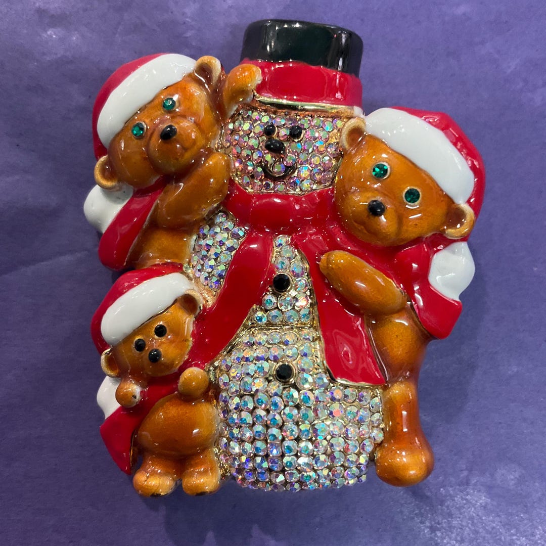 Vintage Butler and Wilson Large Snowman and Teddies Christmas Brooch ...