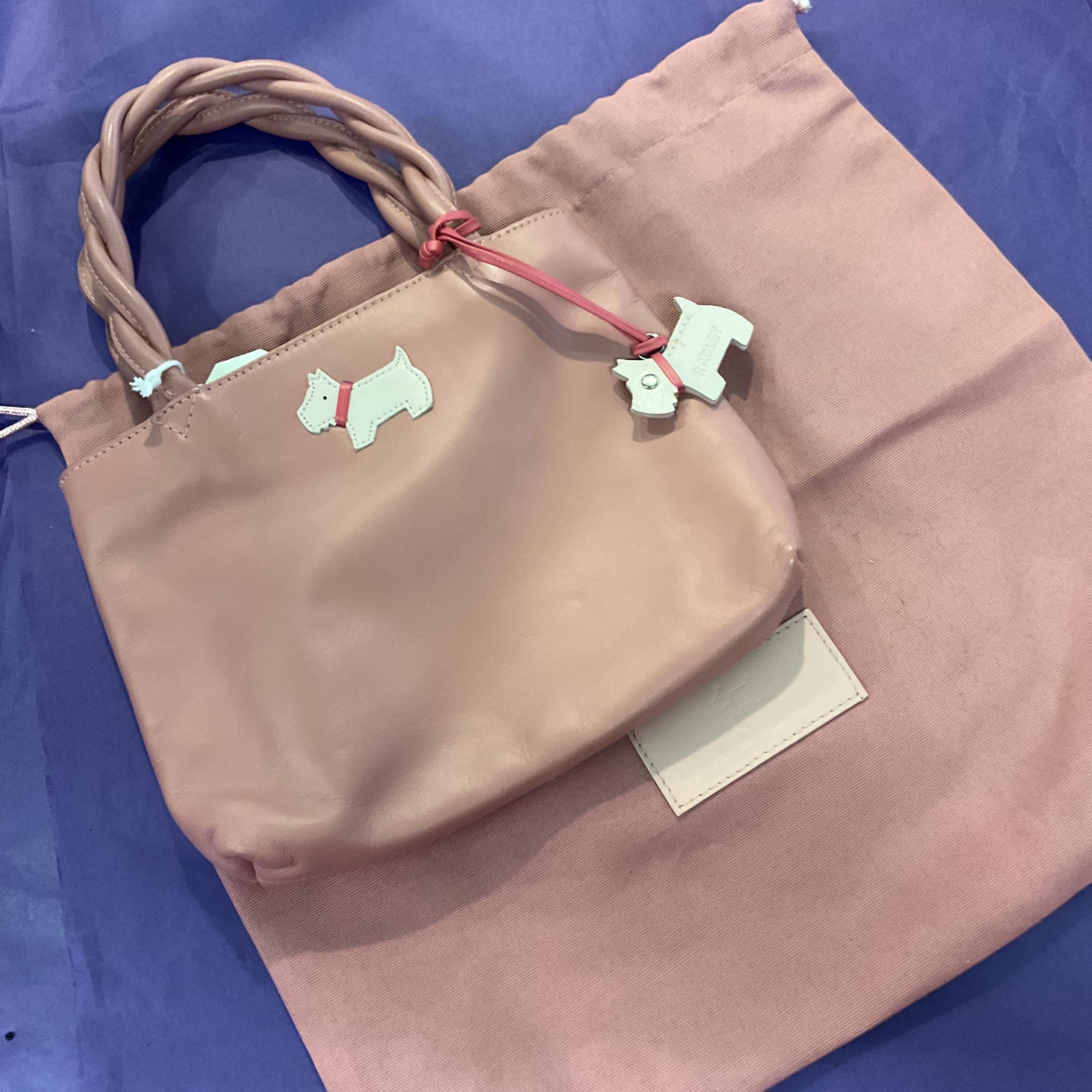 Vintage Radley Mini Leather Handbag: Dusty Pink Scottie Dog Appliqué ...