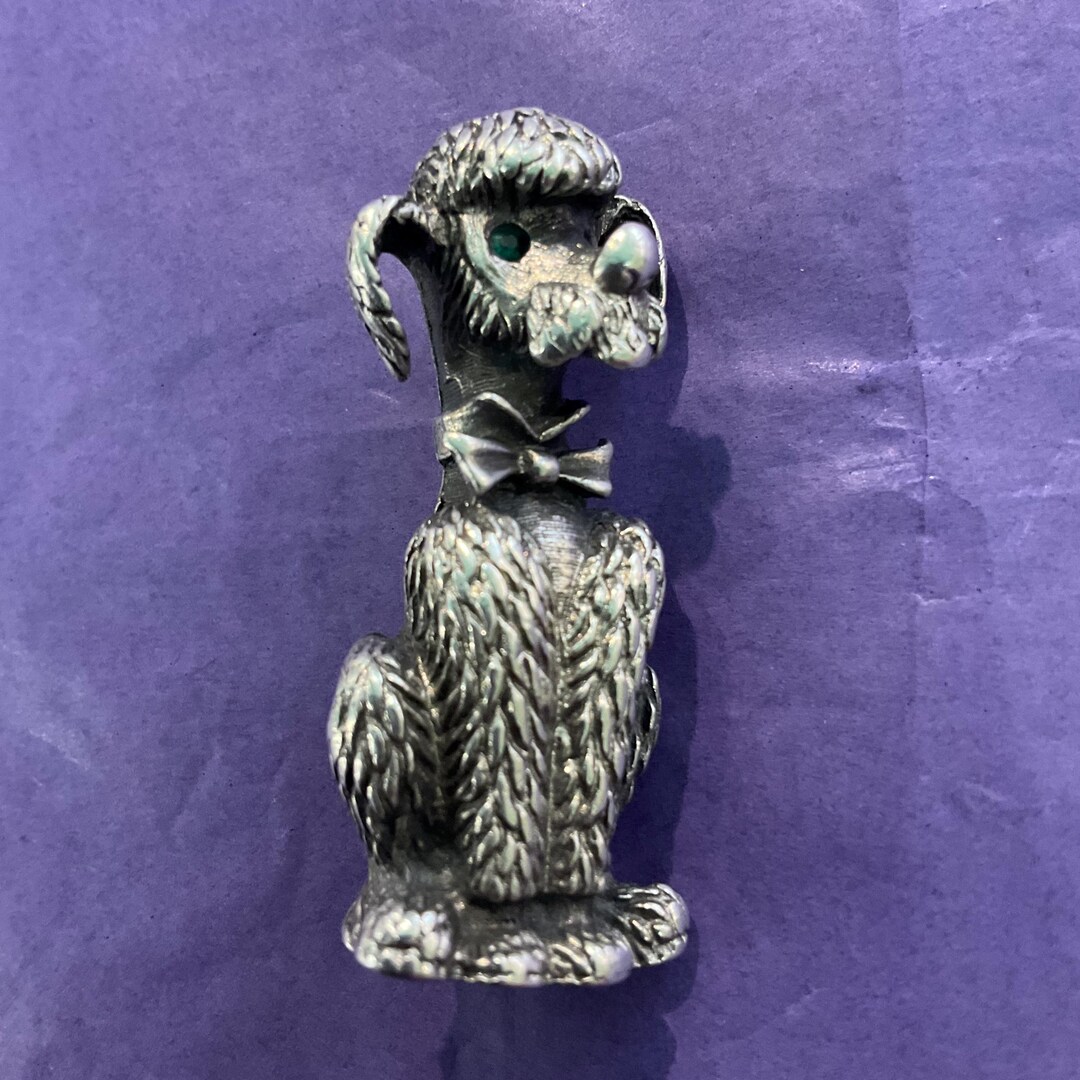 Vintage Butler and Wilson Poodle Brooch/ Lapel Pin, Pewter Tone With ...