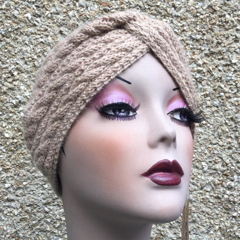 Garbo Pure Alpaca Hand Knit Cabled Hair band neutral colours - Etsy 日本