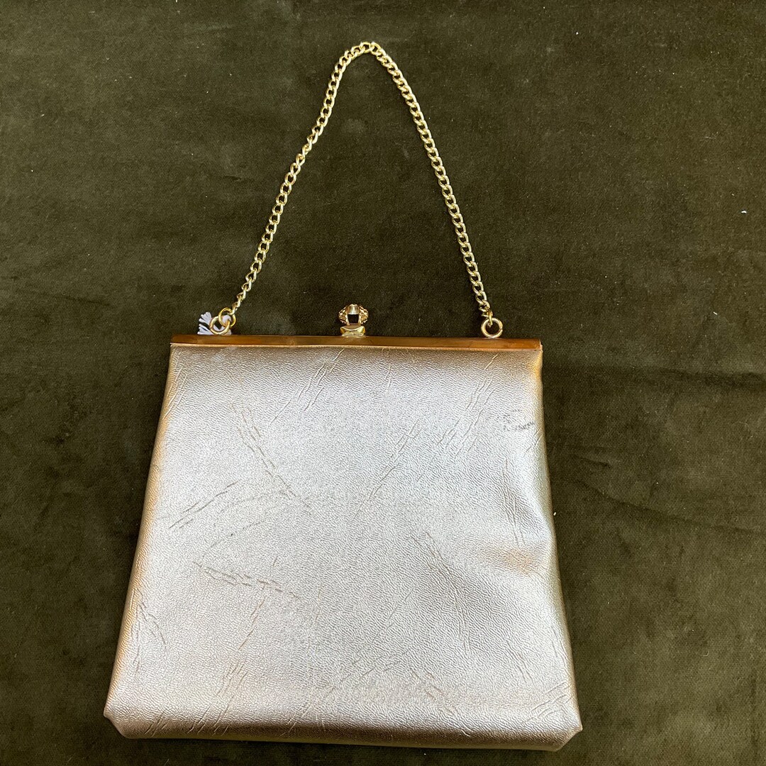1960s Gold Faux Leather Cocktail Bag - Etsy