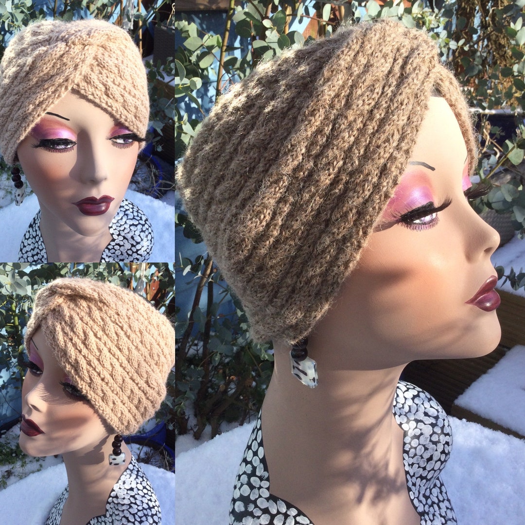 Garbo Pure Alpaca Hand Knit Cabled Hair band neutral colours - Etsy 日本