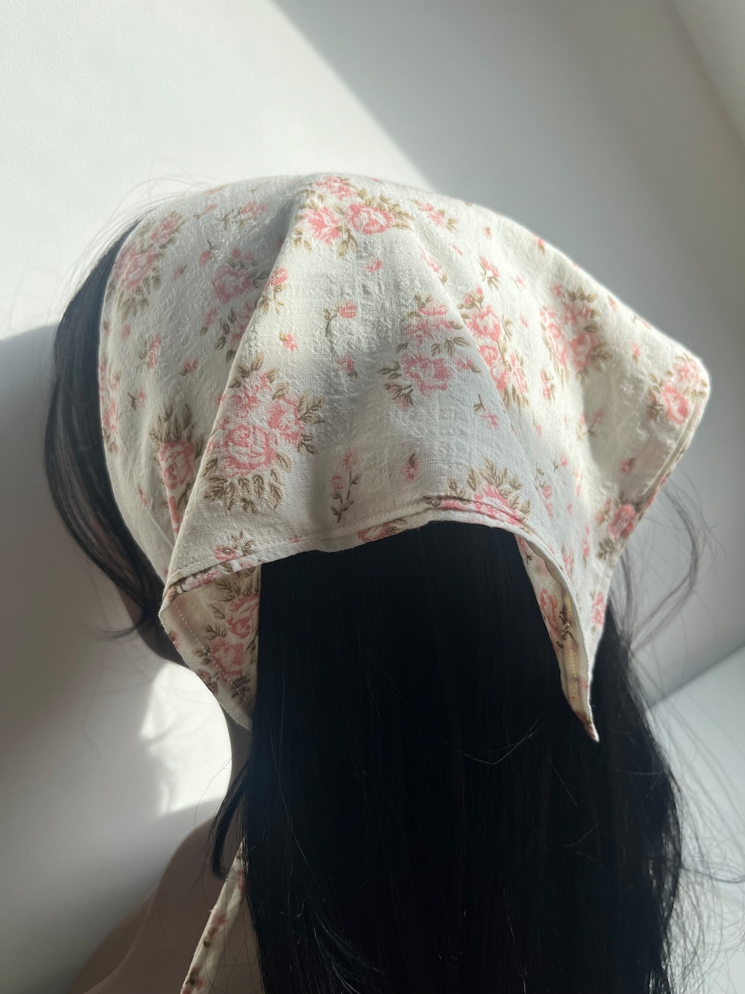 Floral Headscarf, Hair Scarf, Cotton Bandana, Floral Print Triangle ...