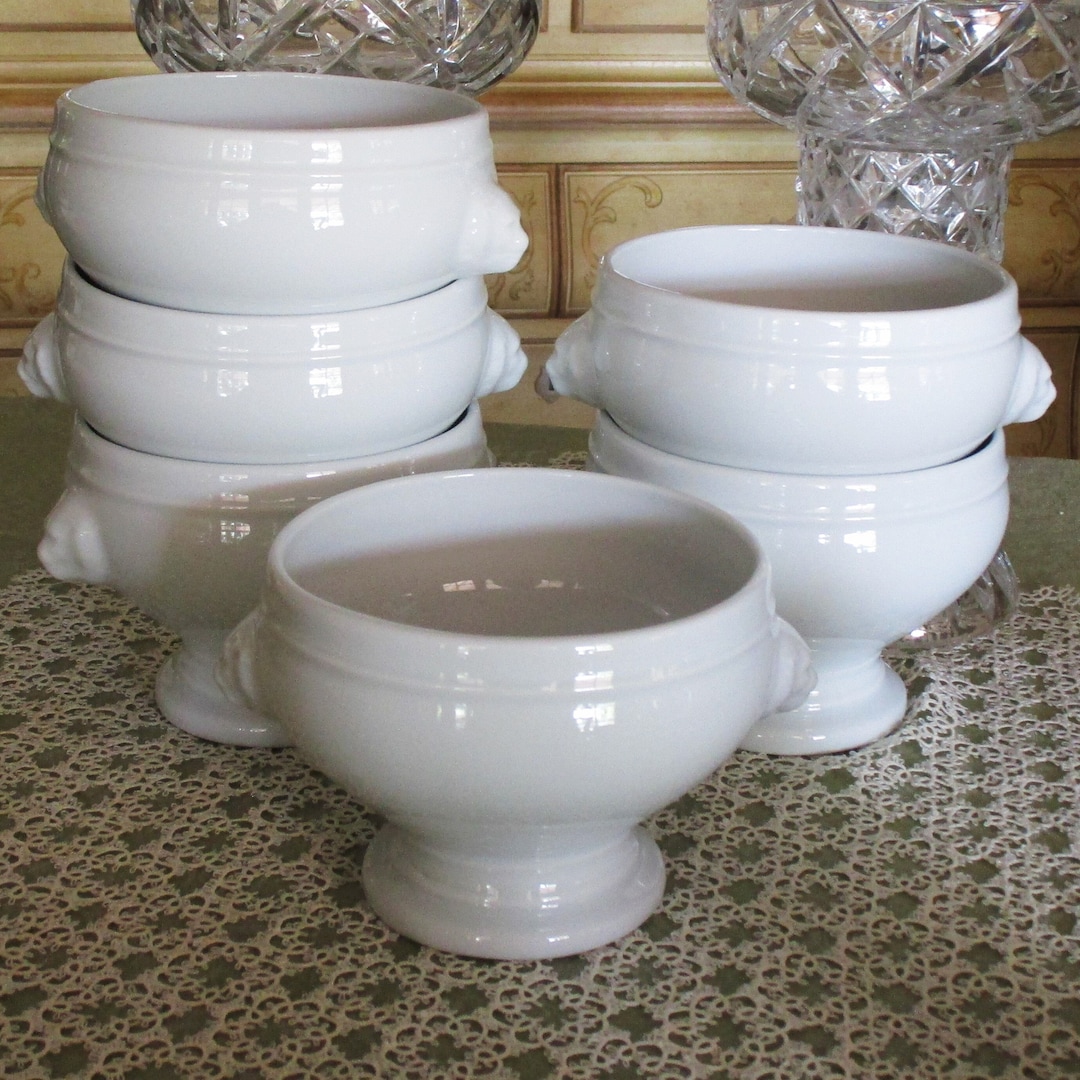 Vintage Set of TWO Apilco Porcelaine a Leu France 4 7/8 Footed Lion's ...