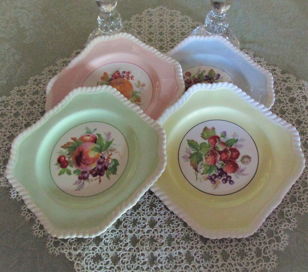 FOUR Vintage Johnson Bros. Old English Square Fruit Motif Plates - Etsy