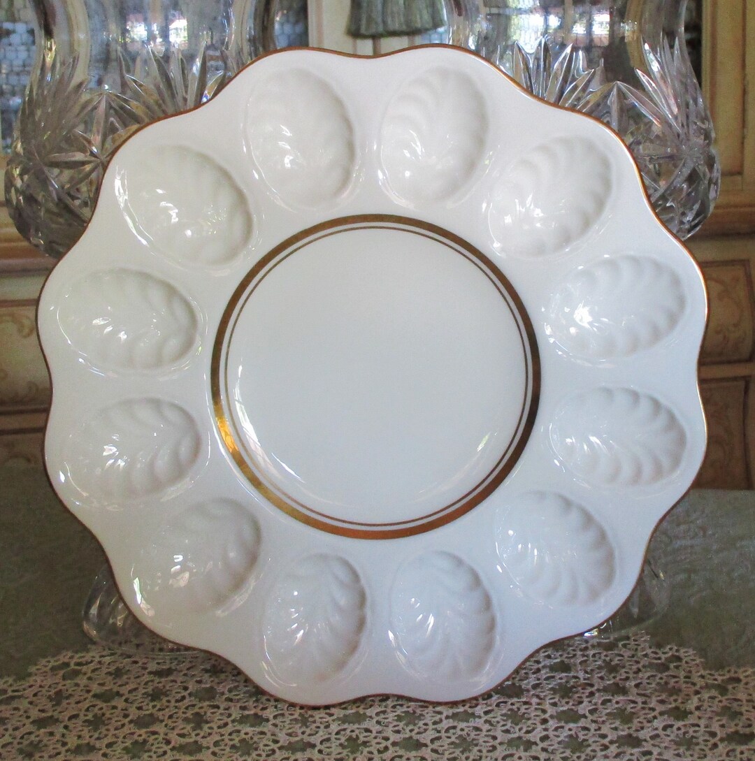 Vintage Lenox Cream With Gold China Deviled Egg Dish, Giftable! - Etsy