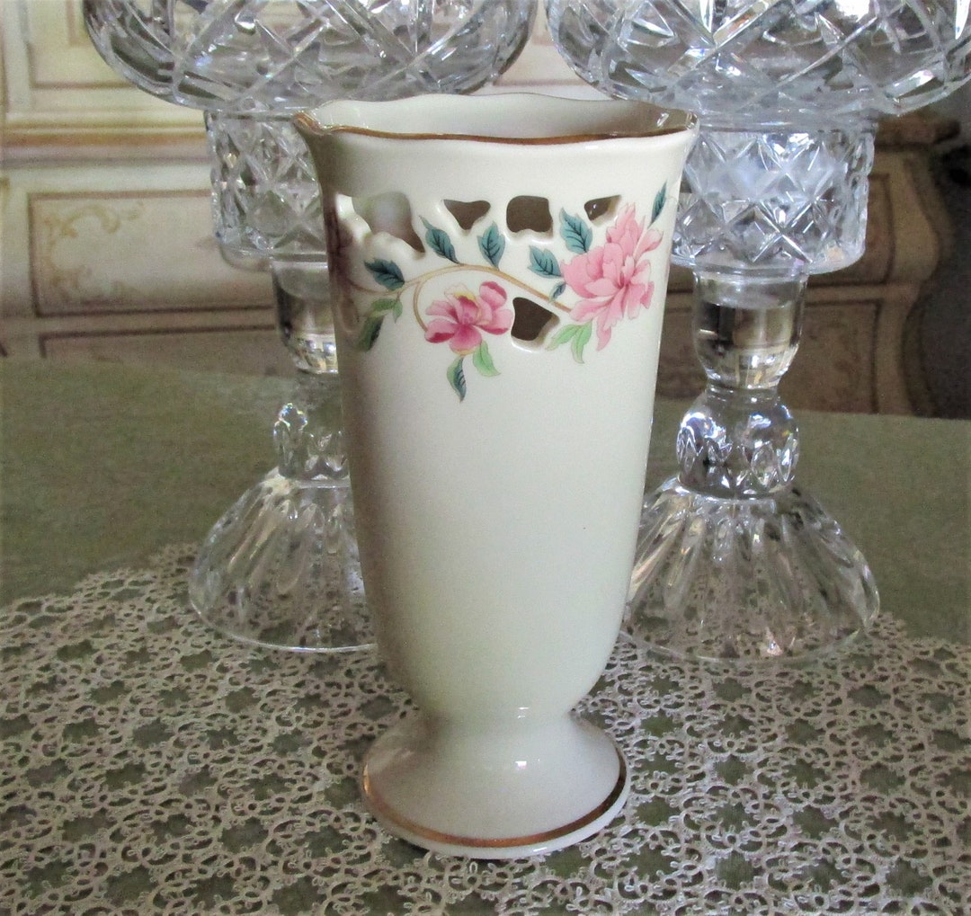 Vintage Lenox Barrington Floral Cut Out 7" Vase, Lovely Gift for Her ...