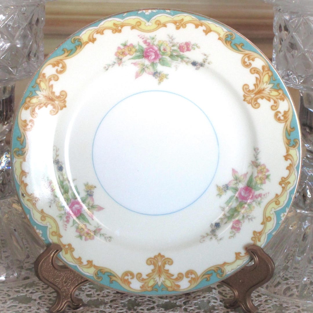 Vintage Noritake Luray Bread Plates (set of 4) - Pink Floral & Gold Rim ...
