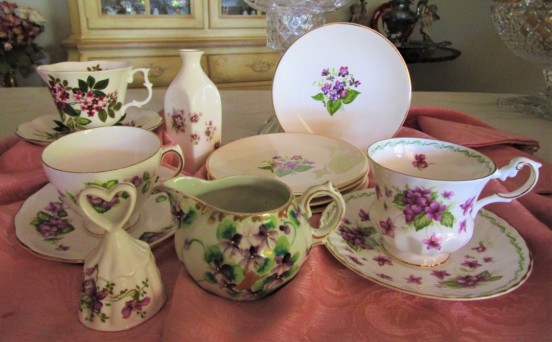 Vintage VIOLET China Collectibles-tea Cup Sets Plates Vase - Etsy