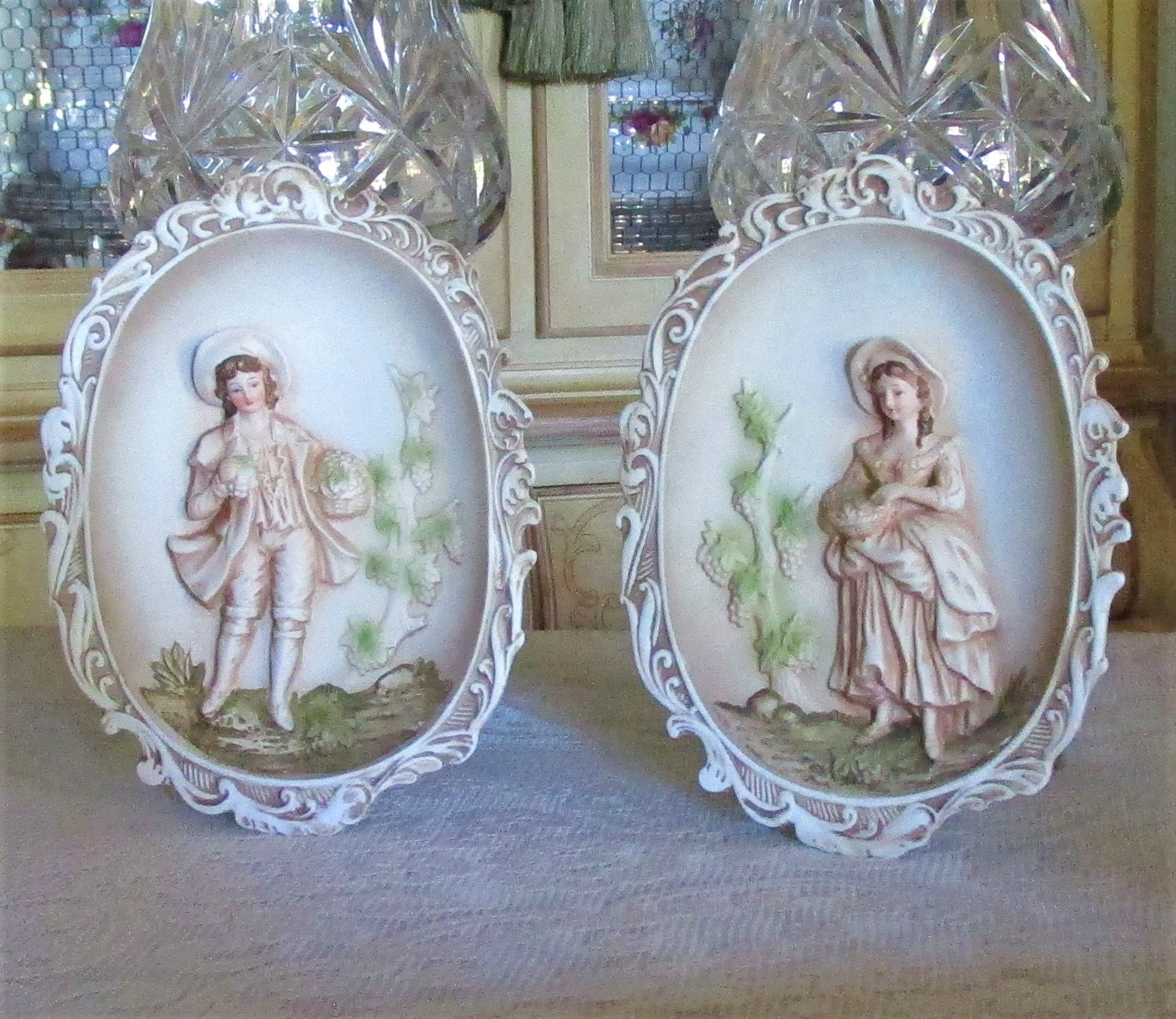 Vintage Pair of Lefton China Hand Painted Colonial Wall - Etsy