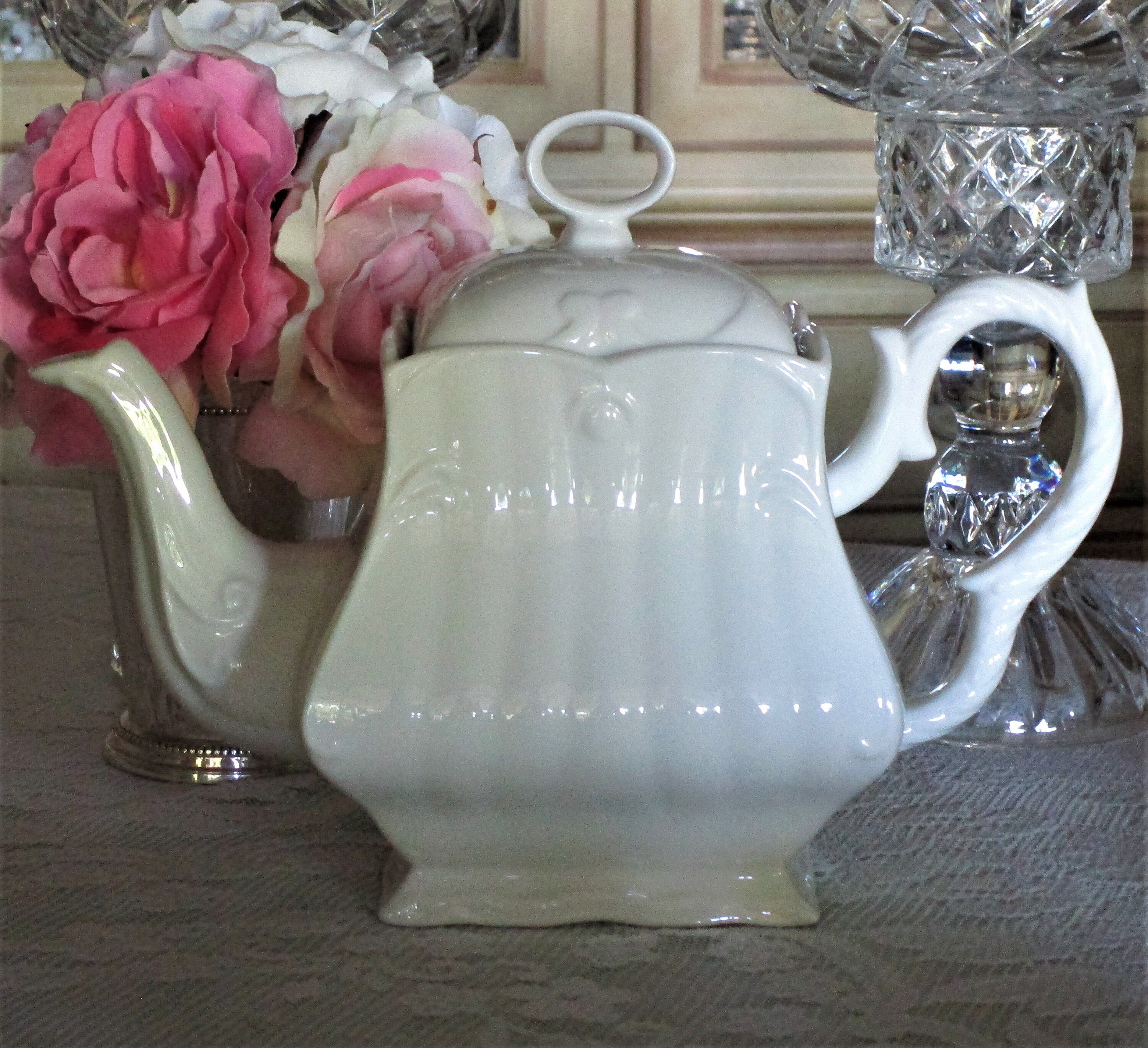 Grace Tea Ware White Embossed Full Size Tea Pot Lovely Gift - Etsy