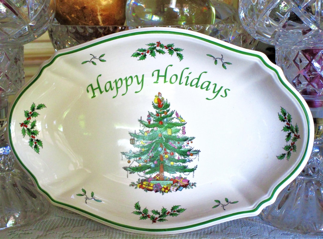 Spode christmas Tree Happy Holidays 11 Serving Tray, Like New - Etsy