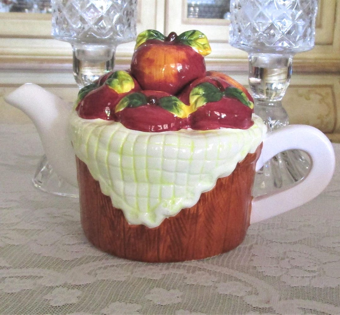 Vintage Houston Harvest Hand Painted Apple Tea Pot, Fall Decor, Apple ...