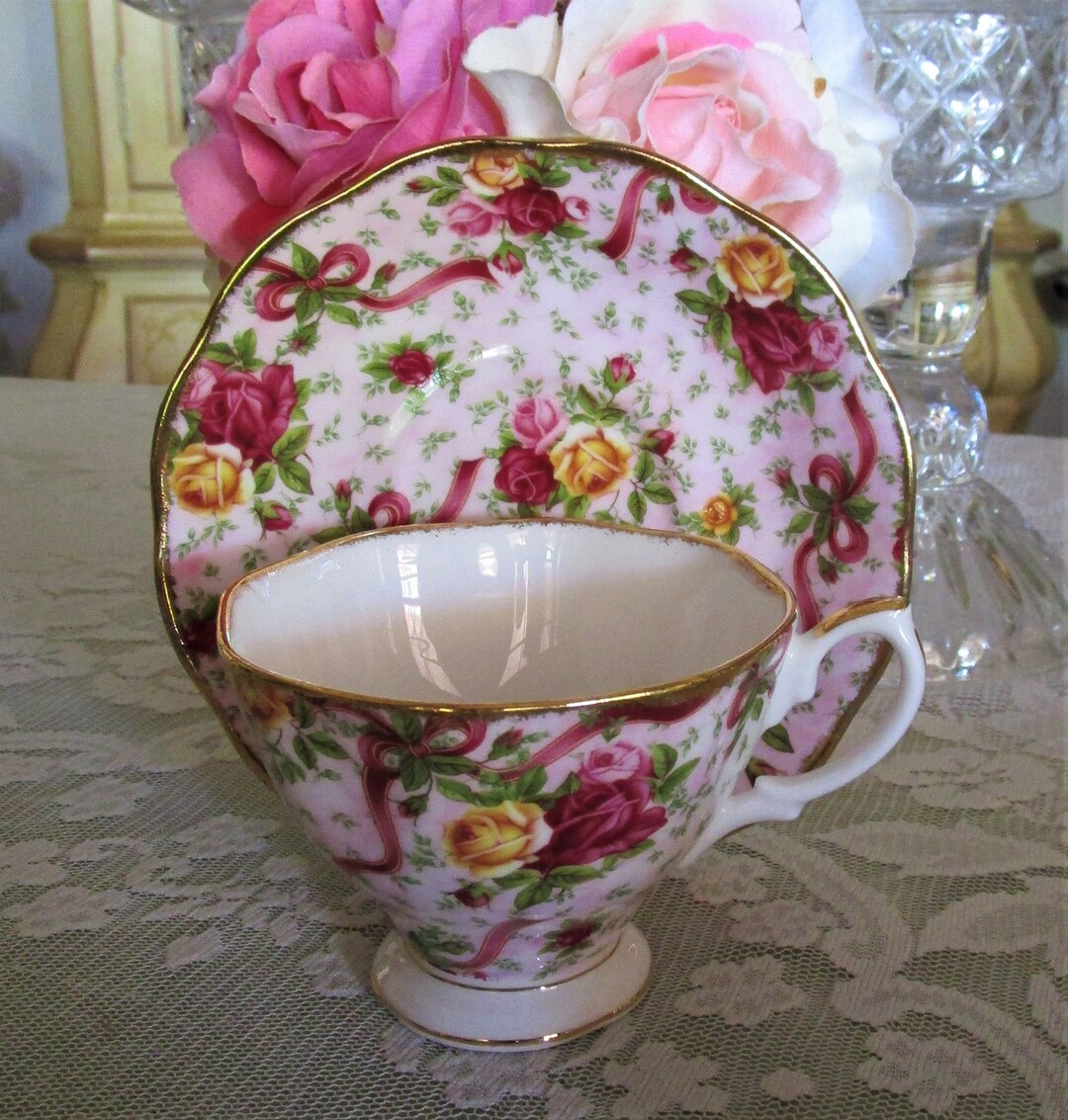 Vintage Royal Albert Ruby Celebration Pink Chintz Cup & - Etsy