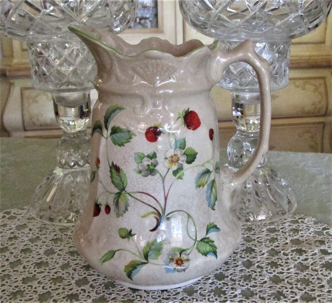 Vintage James Kent Old Foley Strawberry 7 1/2 Pitcher, Aged to ...