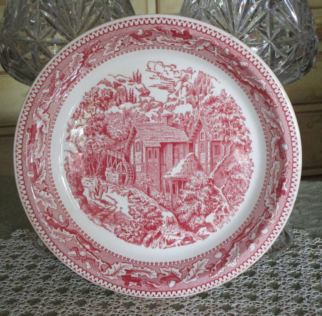 Vintage Royal Ironstone Memory Lane Old Mill Scene 10" Pie Serving ...