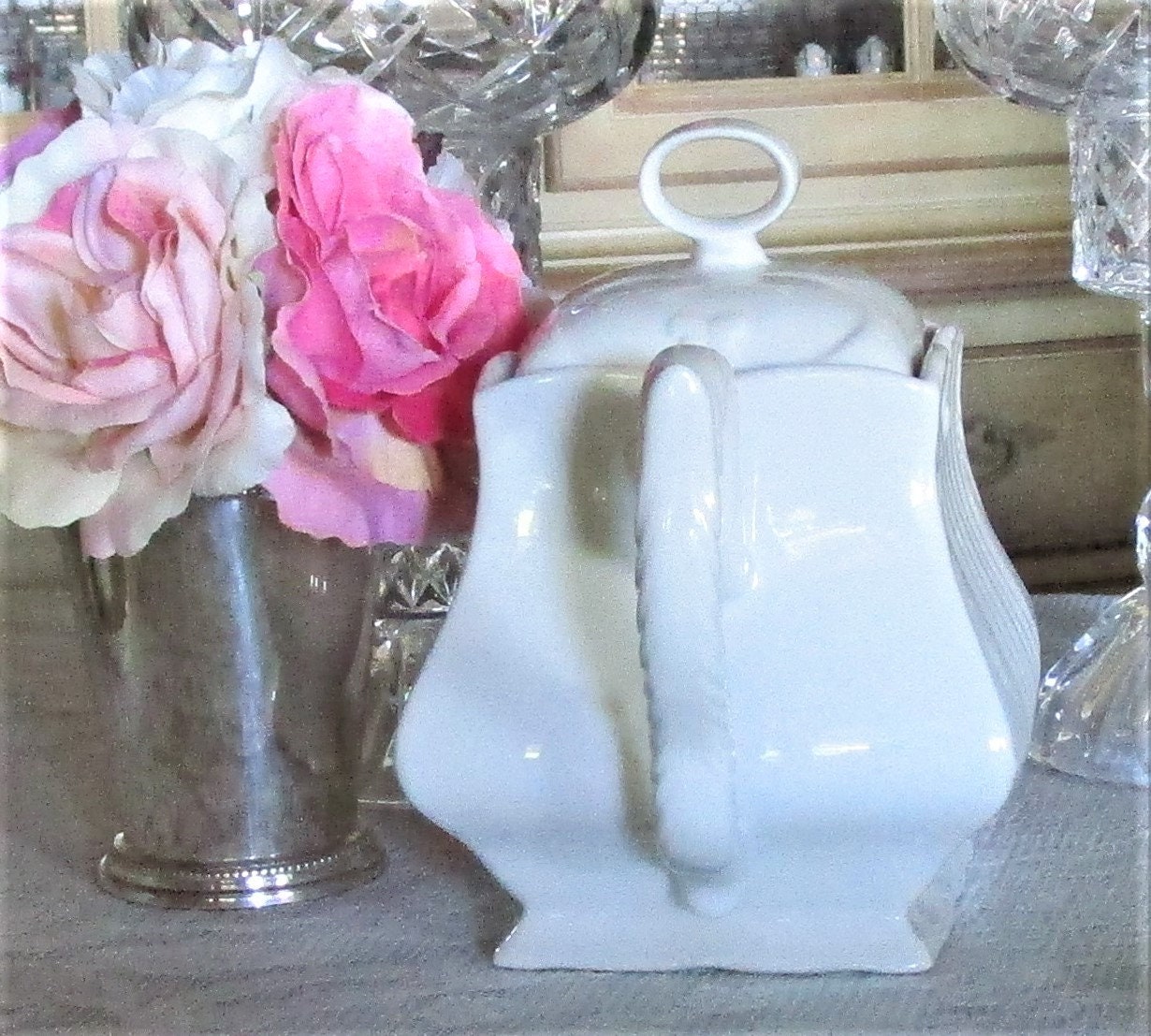 Grace Tea Ware White Embossed Full Size Tea Pot Lovely Gift - Etsy