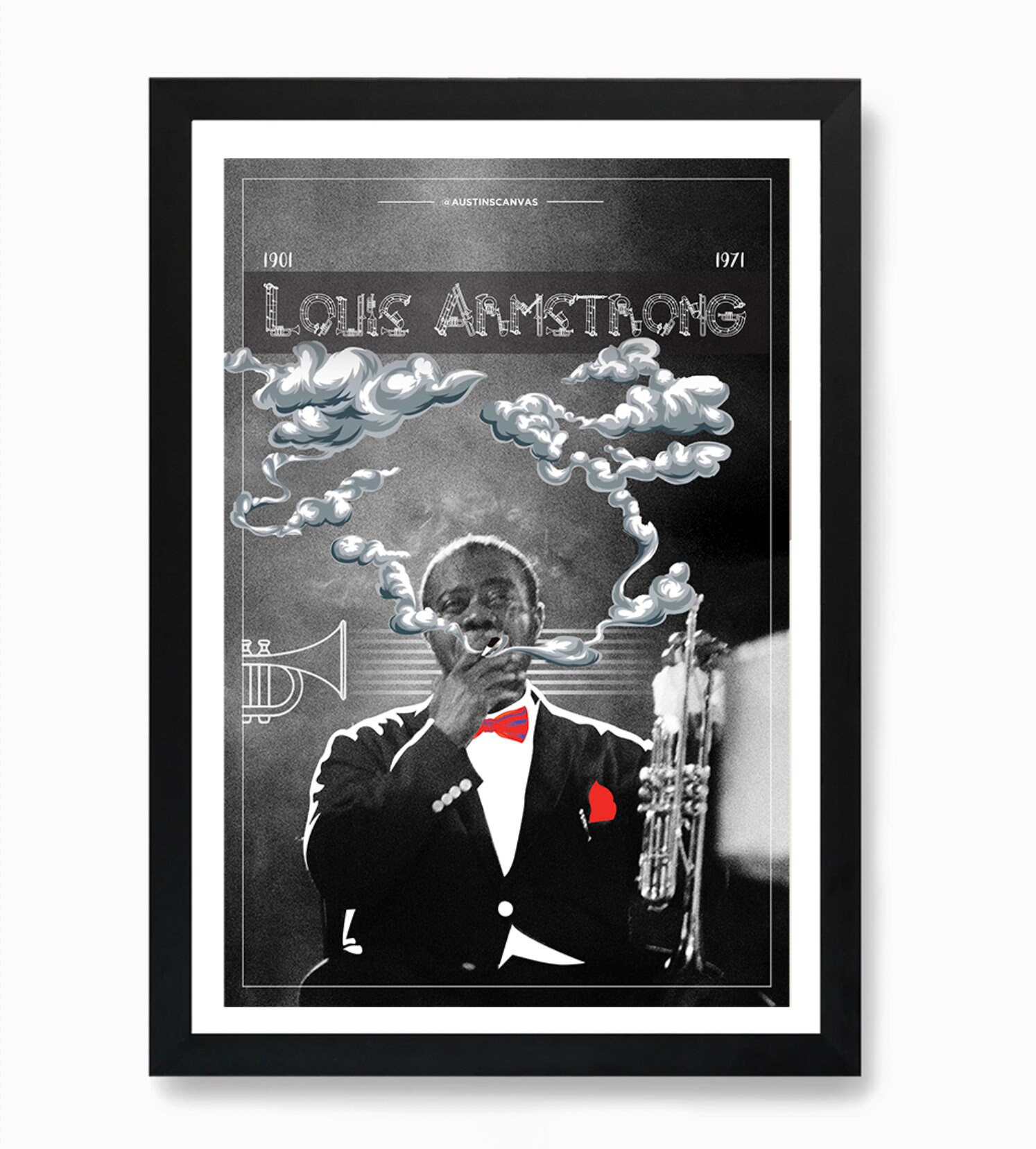 Louis Armstrong Custom Poster Info Graph Wall Art Graphic Etsy