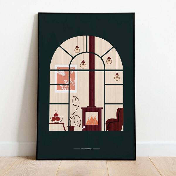 Fireplace Poster - Etsy