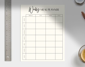 Weekly Meal Planner, Fillable PDF - Etsy