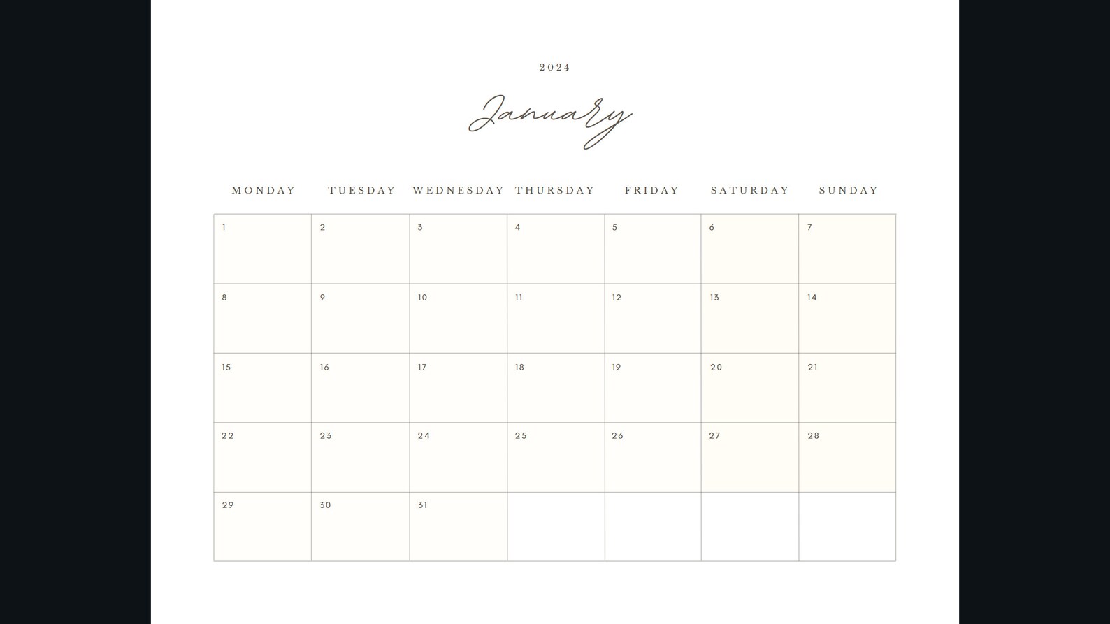 2023-2024 Elegant Simple Printable Calendar: 24 Months PDF - Etsy