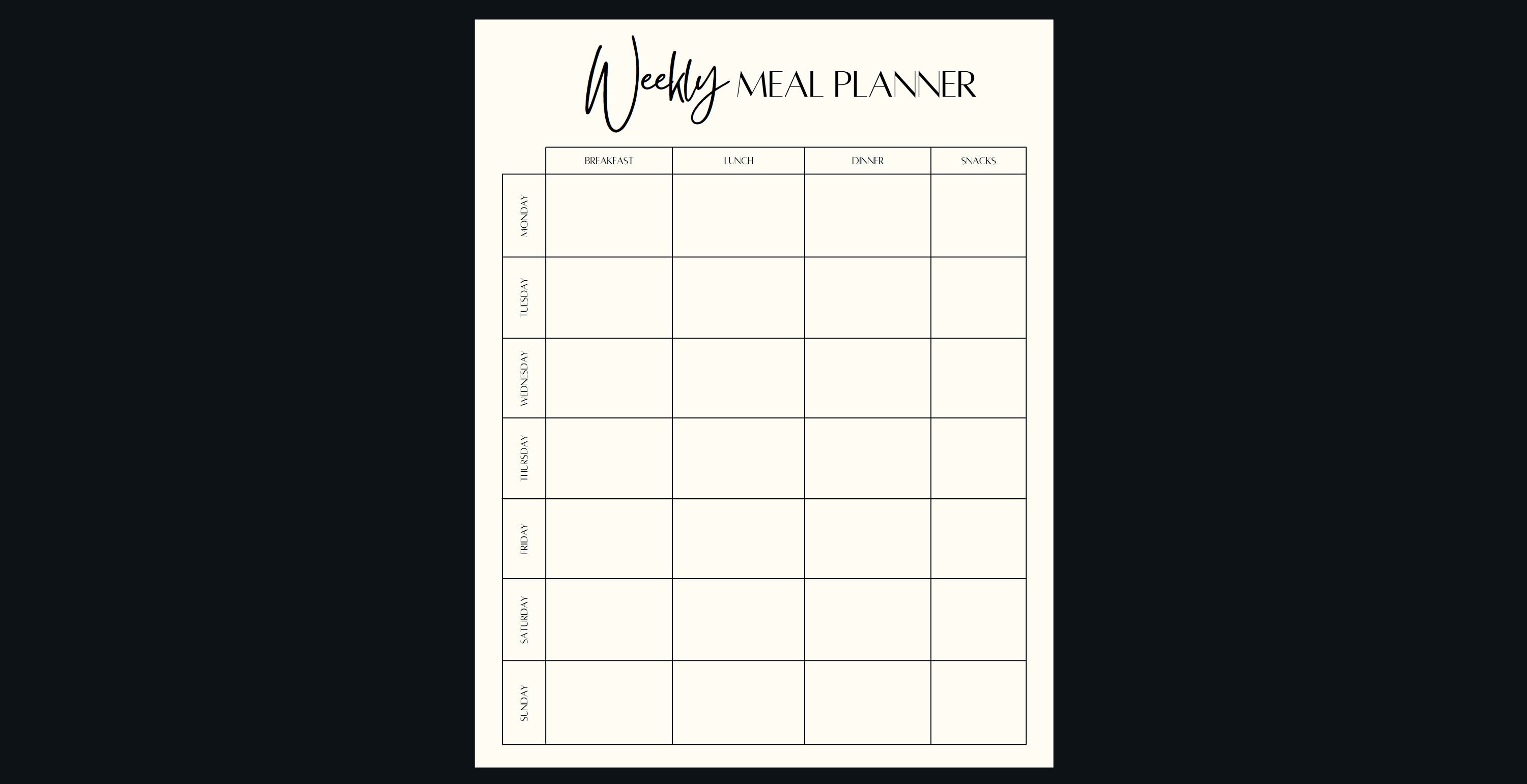 Weekly Meal Planner | Printable & Fillable - Etsy