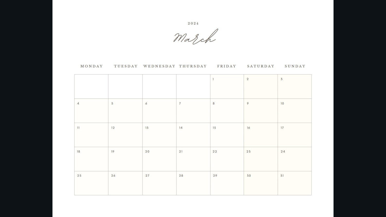2023-2024 Elegant, Simple Printable Calendar: 24 Months, PDF, Beige ...