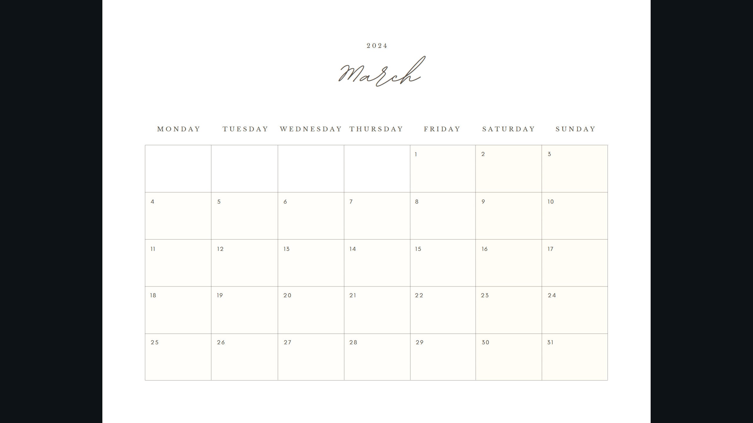 2023-2024 Elegant, Simple Printable Calendar: 24 Months, PDF, Beige ...