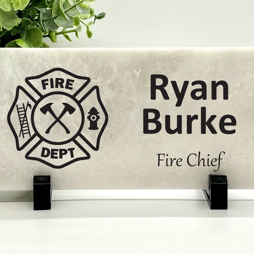 Firefighter Name Plate Firefighter Name Sign Marble Desktop - Etsy