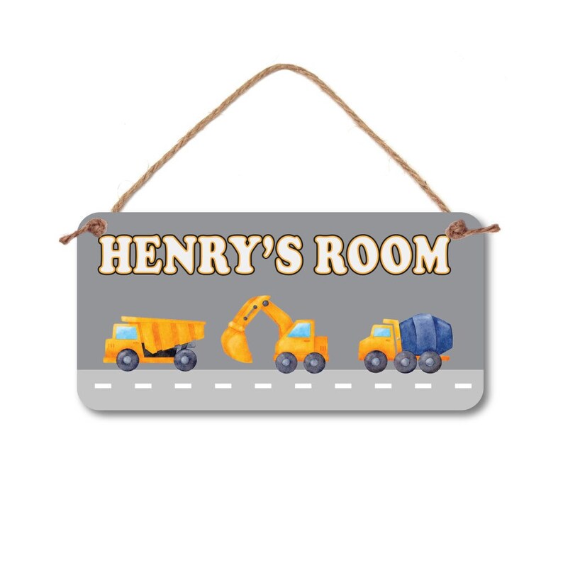 Construction Trucks Name Sign - 5" X 10" Construction Name Sign ...