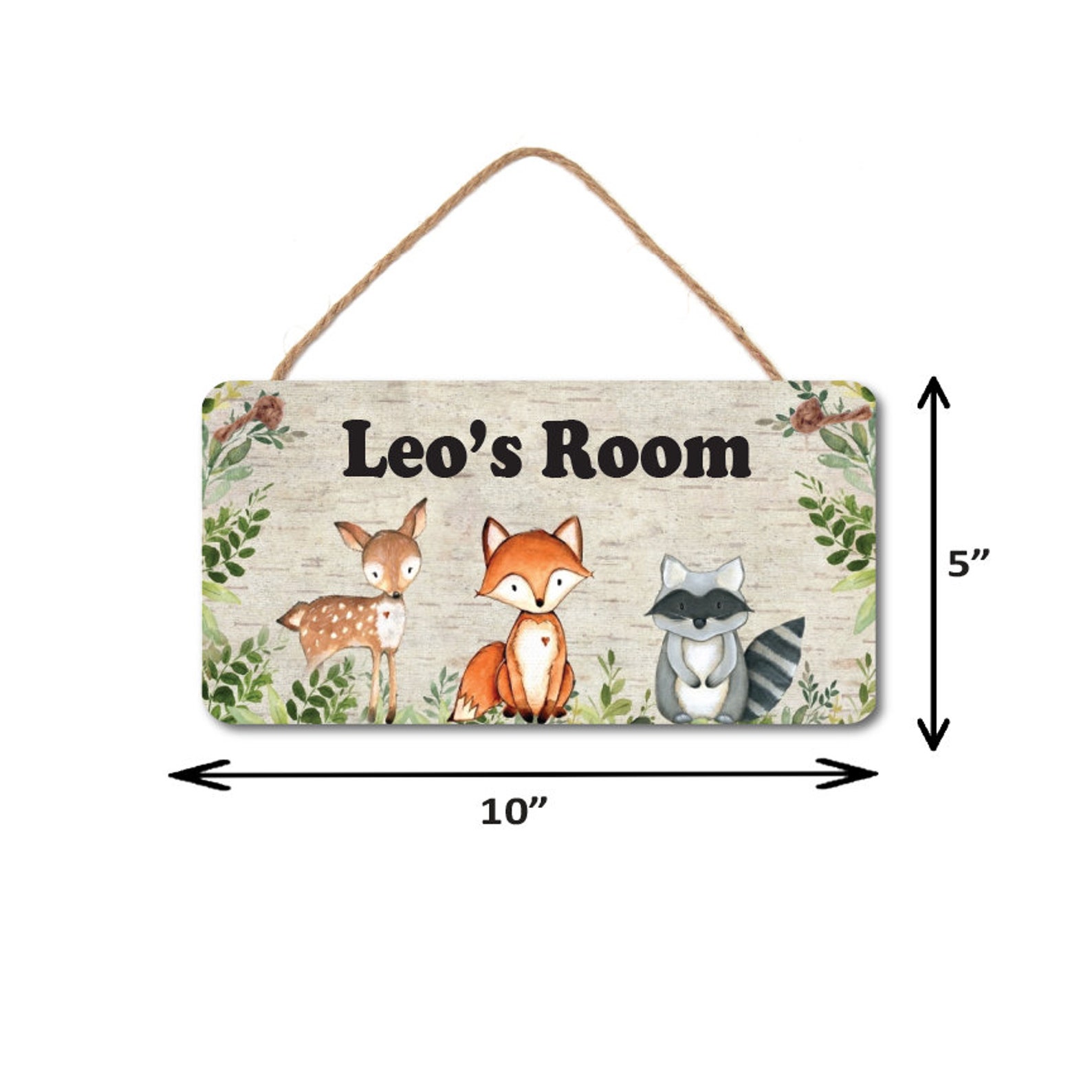 Woodland Animals Name Sign -5" X 10" Door Sign- Woodland Animal Theme ...