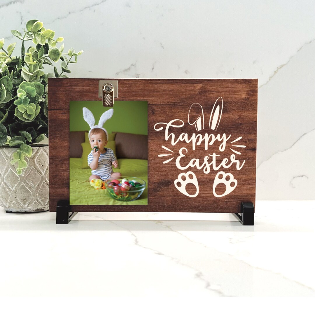 Happy Easter Picture Frame, Easter Gift, Simple Cute Easter Frame, Wood ...