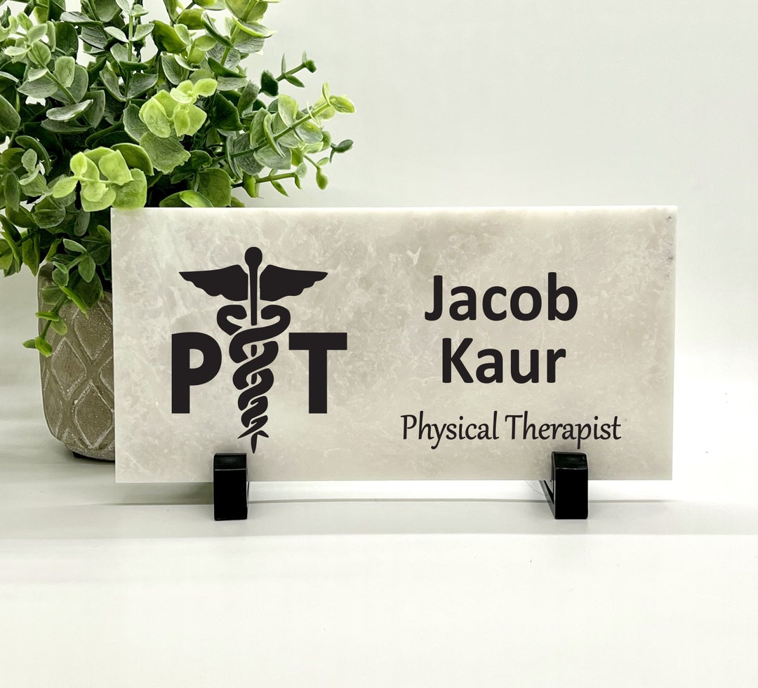Physical Therapist Desk Sign - Marble Stone Desktop Name Sign - New ...