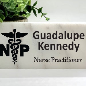 Nurse Practitioner Desk Sign -nurse Name Plate - Marble Stone Desktop ...