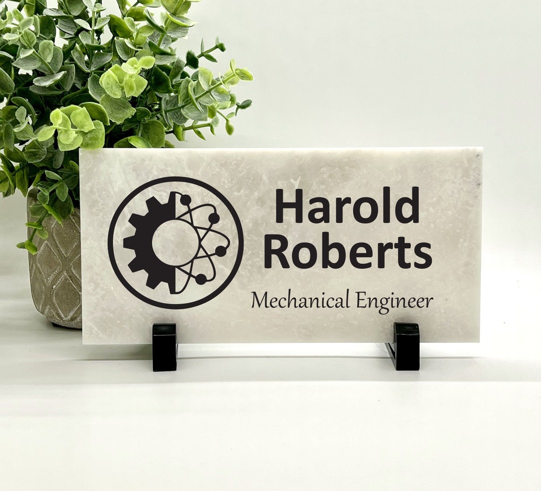 Mechanical Engineer Desk Sign - Mechanical Engineer Name Plate - Marble ...