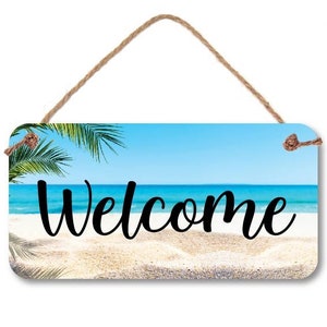 Custom 5" X 10" Sign With Beach Background - for Home, Office, Yard ...
