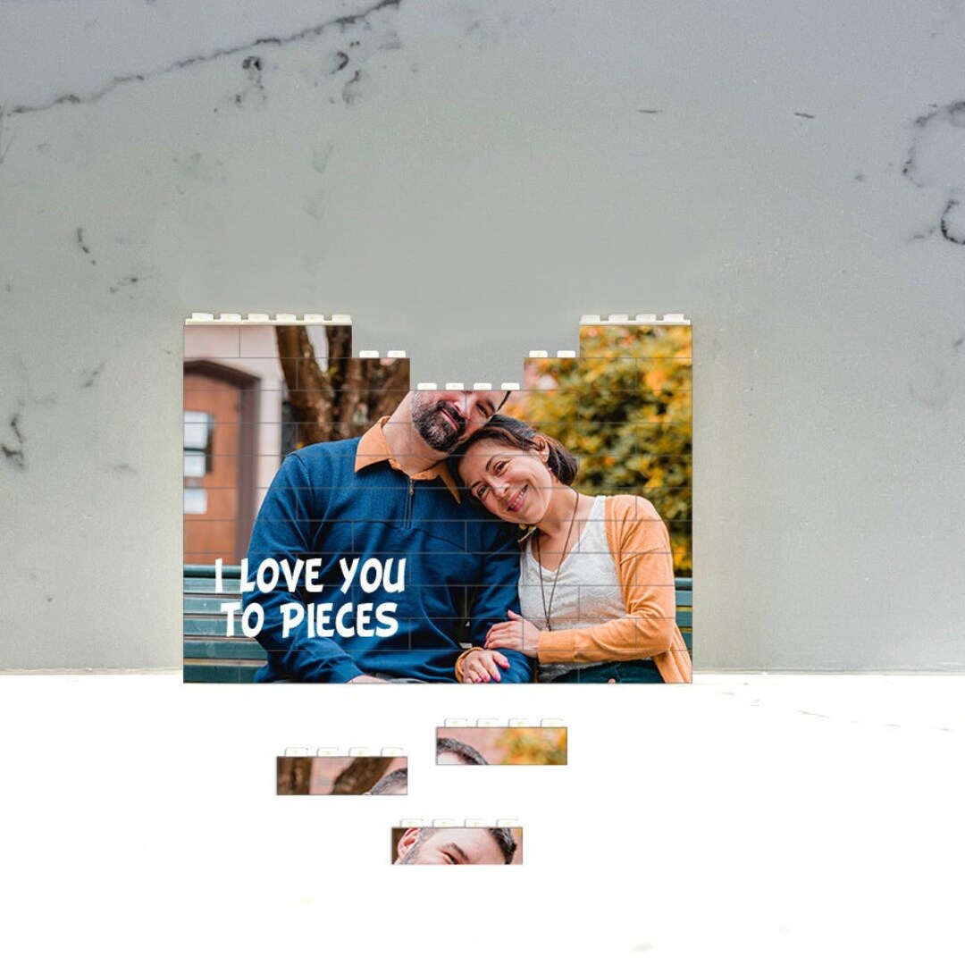 I Love You to Pieces Puzzle With Photo, Personalized Valentines Brick ...