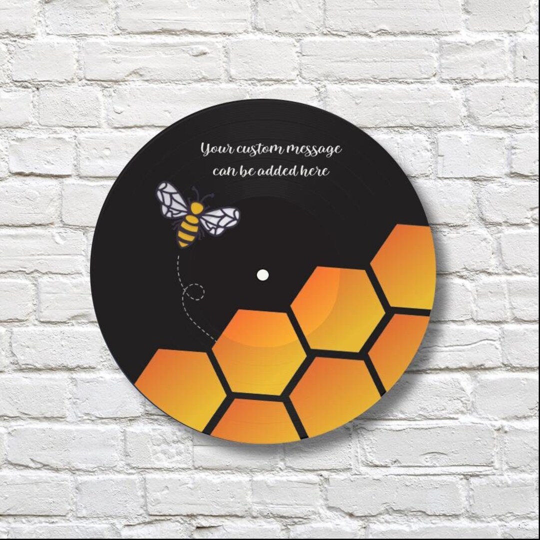 Bee Vinyl Record Art, 12" Real Vinyl Record Printed With Bee, Hive and ...