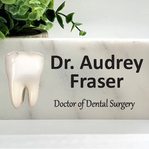 Dentist Desk Sign - DDS DDM Name Plate - Marble Stone Desktop Name and ...