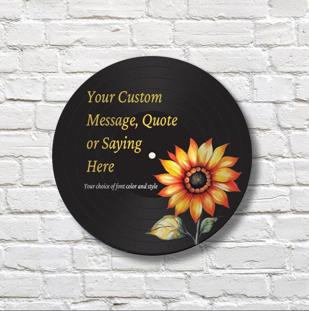 Sunflower Vinyl Record Art, 12" Real Vinyl Record Printed With ...