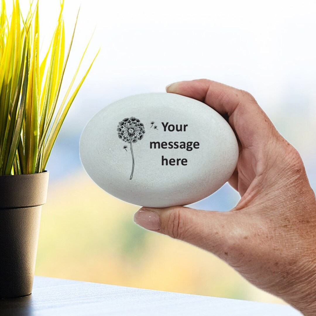Custom Stone With Dandelion - Keepsake - Friend Gift - Wishes- Gift ...