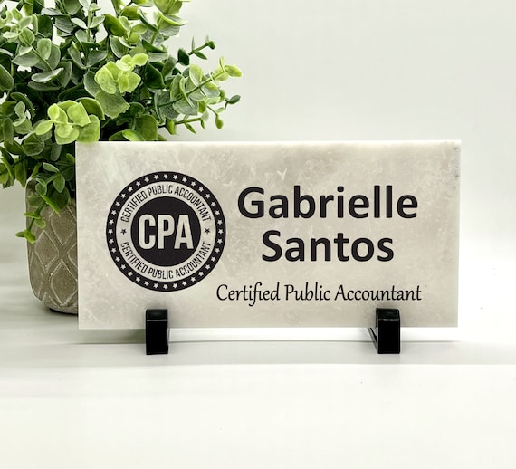 CPA Desk Sign certified Public Accountant Name Plate Marble - Etsy